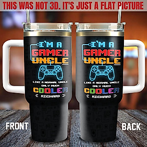 WAZONE Personalized Gamer Uncle Coffee Tumbler Tumbler 40oz with Handle and Straw Stainless Steel Custom Your Name Birthday Christmas Thanksgiving Gifts For Uncles Men From Sons Daughters