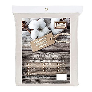 Bargoose AllergyCare Organic Cotton Zippered Mattress Encasement, 100% Organic Cotton, Hypoallergenic, Chemical Free, Blocks Dust Mites & More (9" Deep, Full)