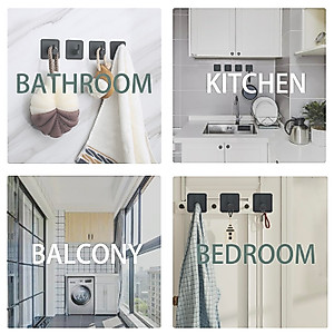 Aobanto Adhesive Wall Hooks 3 Heavy Duty m Hooks for Hanging Towel Hook Shower Door Hooks for Bathroom Kitchen Towel Holder Robe Hange(Black)