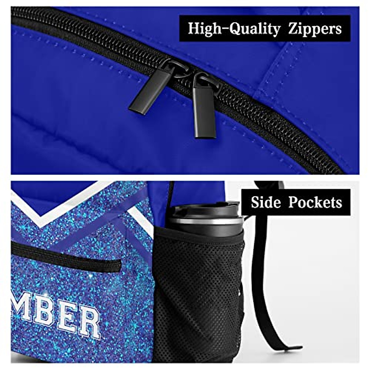 SunFancyCustom Cheer Cheerleaders Blue Backpack Personalized Daypack Laptop Travel Hiking Bag with Name