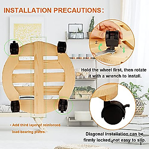 LiveBe 12 Inch Round Plant Caddy Heavy Duty Plant Pot with 4 Rolling Wheels(2 Lockable Caster Wheels), Indoor Outdoor on Roller Patio/Flower Pot/Succulent Pots(2 Pack) (Nature)