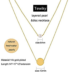 Tewiky Pearl Necklaces for Women, Dainty Gold Necklace 14k Gold Plated Single Pearl Necklace Simple Pearl Choker Necklaces for Women Trendy Cute Gold Necklace Jewelry for Women