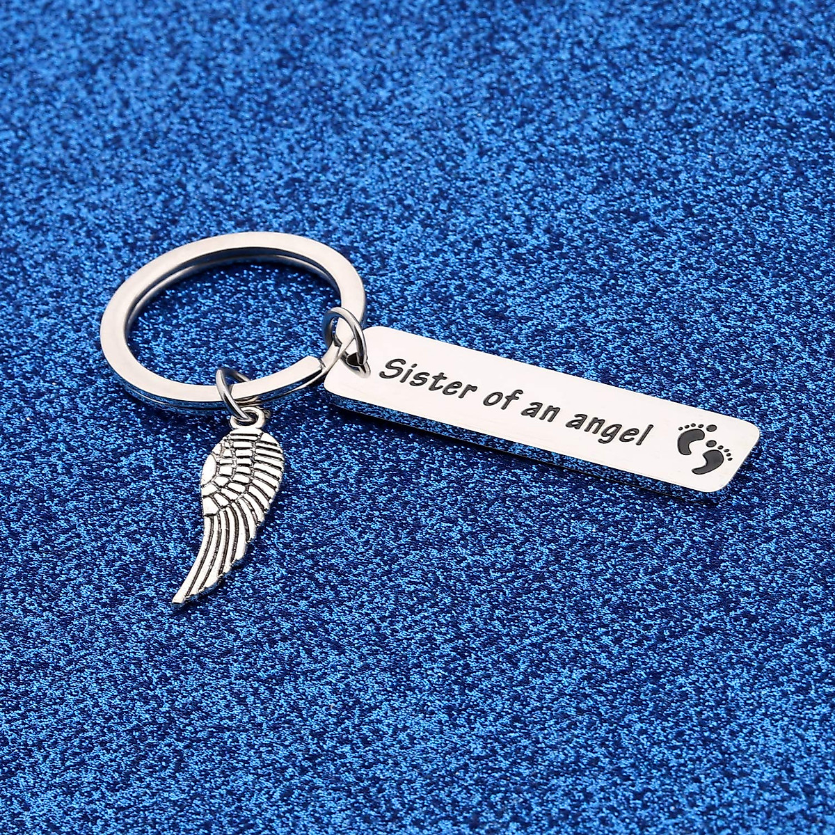 WUSUANED Baby Memorial Keychain Sister/Brother of an Angel Sympathy Gift Loss of Baby Gift (sister of an angel keychain)