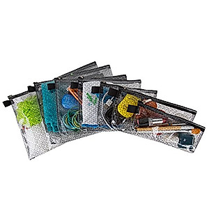 Travelon Set of 7 Packing Envelopes, Clear with Black Trim, Assorted Sizes