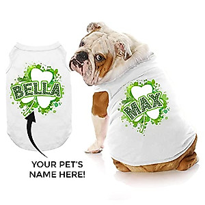 Lucky Clover Personalized Dog Shirt, Cute St. Patrick's Day Dog Shirt, Green Clover St. Patty's Day Shirt for Dogs, St. Patrick's Day Shirt for Dogs, Clothes for Pets (L 15-20 lbs)