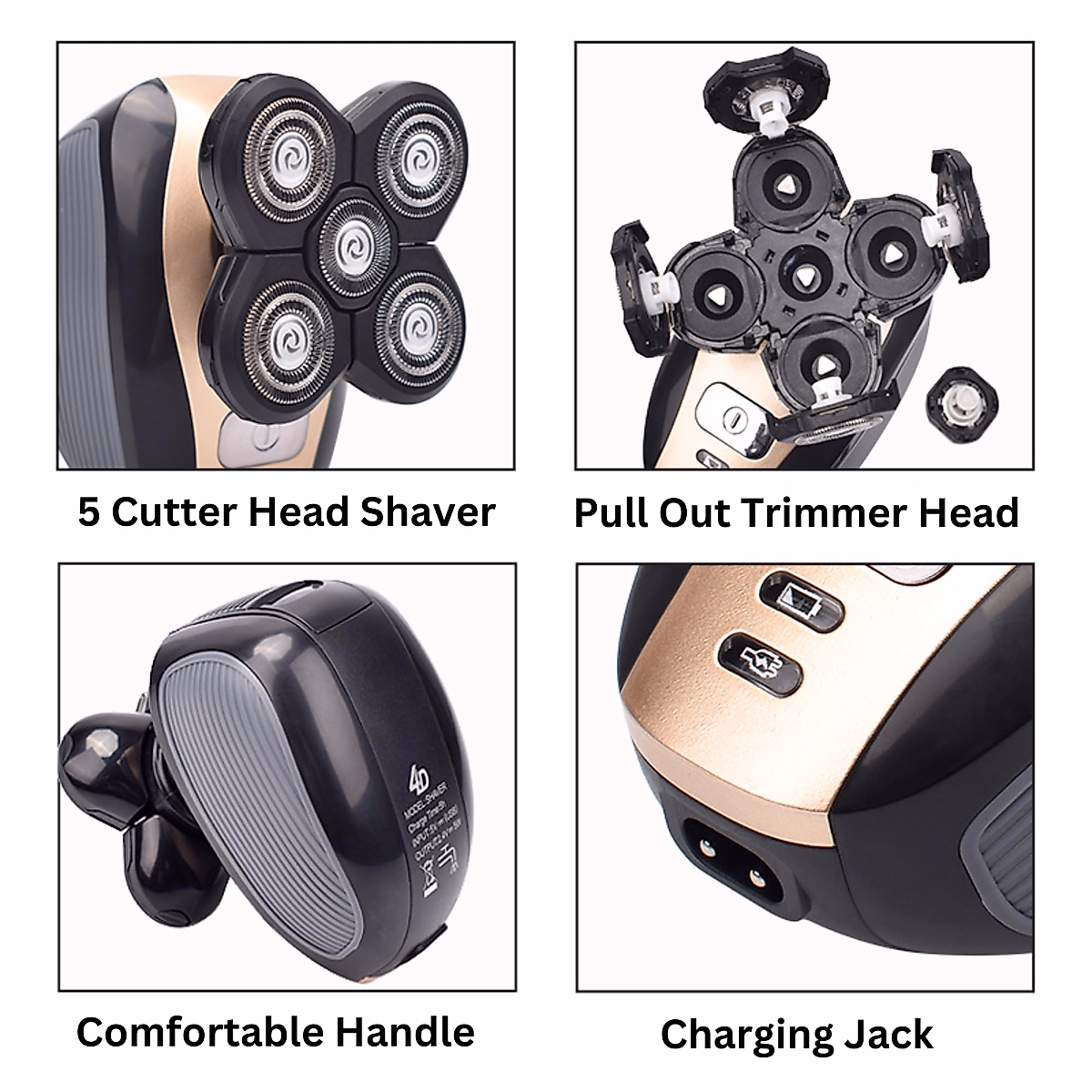 5-in-1 Electric Razor for Men - Head Shaver for Wet Dry Skull Bald Head - Rechargeable Rotary Shavers Cordless Grooming Kit with Beard, Nose, Ear, Body Hair Trimmer, Face Cleaning Brush Gifts for Men