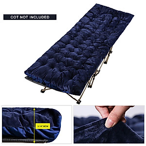 RedSwing XL Cot Mattress Pad, Cot Pads for Camping, 3.2'' Thick Cotton Camping Cot Mattress Pads, Soft and Comfortable, Blue 75"x28"
