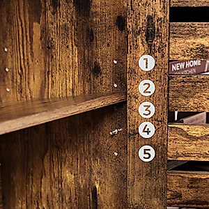 VASAGLE Lowell Storage Cabinet, Sideboard with Adjustable Shelves and Louvered Doors, Industrial, 13" D x 44.9" W x 29.5" H, Rustic Brown