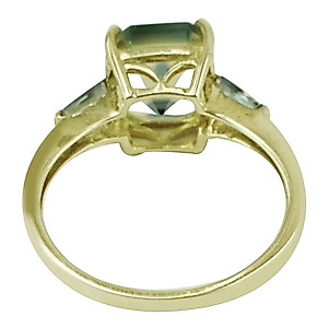 Carillon Green Amethyst February Birthstone Ring 8MM Natural Gemstone 925 Sterling Silver Ring Wedding Ring (Yellow Gold Plated) for Women (6)