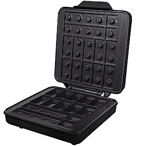Building Brick Electric Waffle Maker - BLACK with 2 Construction Eating Plates - Cook Fun, Buildable Waffles in Minutes - Revolutionize Breakfast - Stack & Build on Serving Dishes, Great Gift