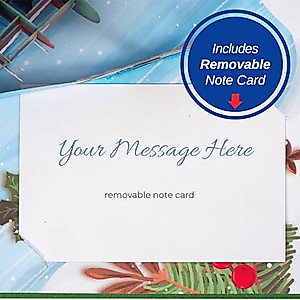 Paper Love 3D Christmas Pop Up Card, Santa and Friends, Handmade 3D Popup Greeting Cards, Gift For Christmas or Holidays, 5" x 7" Cover - Includes Envelope and Note Tag