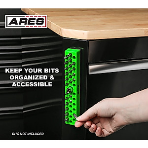 ARES 60013 - Green 37 Hole Hex Bit Organizer with Strong Magnetic Base - Keep Your Favorite Specialty, Drill, Tamper & Quick Change Bits Conveniently Organized and Accessible