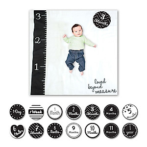 lulujo Baby Baby's First Year Milestone Blanket and Cards Set, Loved Beyond Measure