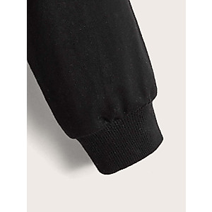 SOLY HUX Girl's Letter Graphic Crop Sweatshirt Round Neck Drop Shoulder T Shirt Pullover Tops Black 11-12Y