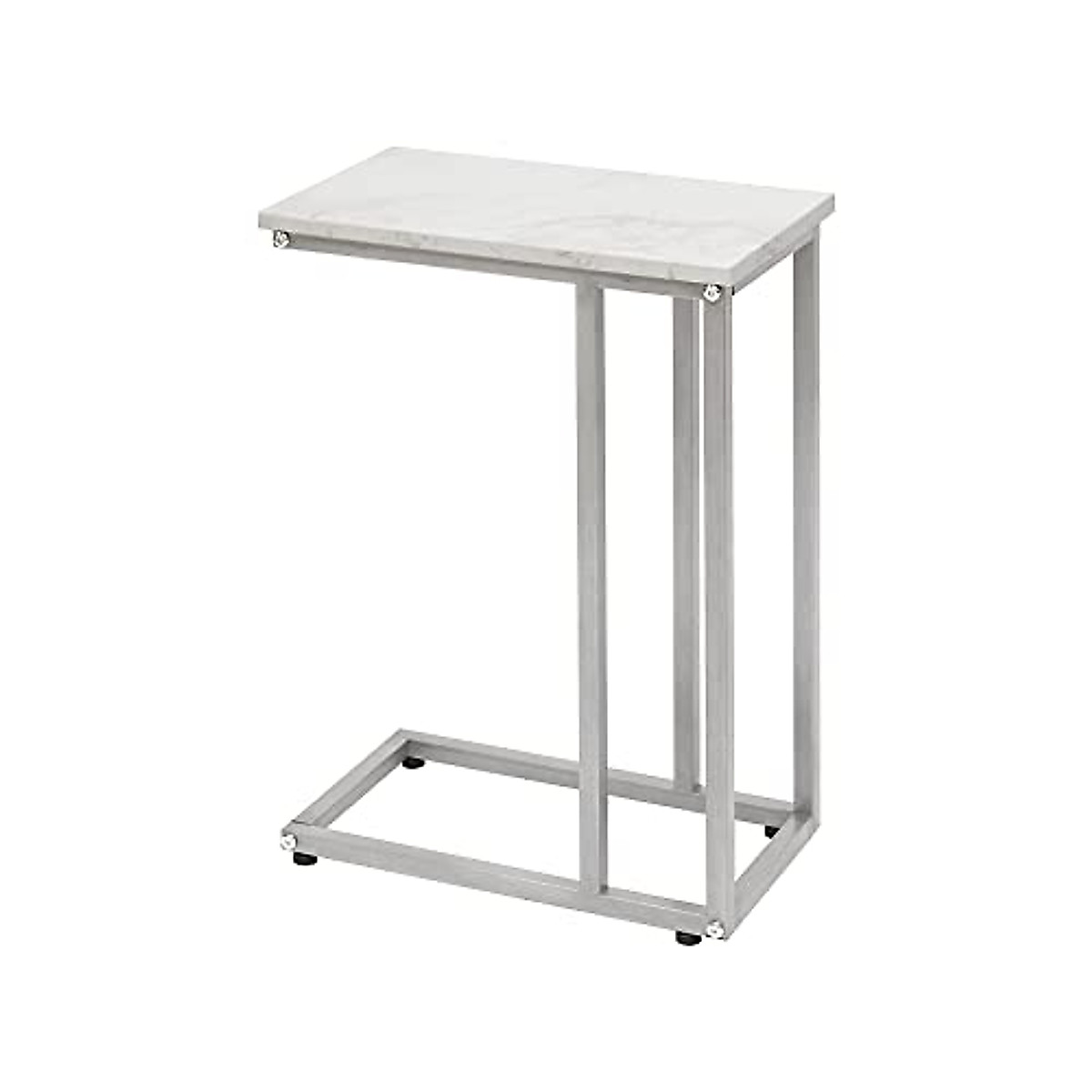 AZL1 Life Concept Chrome Accent Metal Base C Table for Living Room Bedroom Balcony Family and Office, White 2