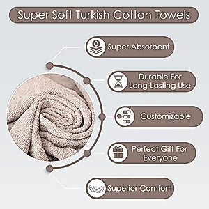 Personalized Towels Set - 3 Pack Super Soft & Absorbent Turkish Cotton Towels for Bathroom, Spa, Gym, Pool and Hotels - Includes 1 Bath Towel, 1 Hand Towel, 1 Washcloth - Lavender Towel Set