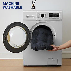 IPYNBAP Chair Cushions for Dining Chairs Set of 4, Indoor Kitchen Chair Cushions with Ties and Non Slip Backing, Tufted Shredded Memory Foam Kitchen Chair Pads, 15.5" x 15.5" x 4", Navy