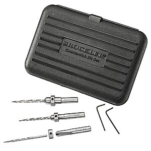 Tapered Drill Bit Set w/Storage Case (3 Piece) - Wood Countersink Drill Bit Set w/Hex Wrenches & More - Complete Wood Drill Bit Set Collection for Precise Carpentry - Screw Bit Set w/Deep Flutes