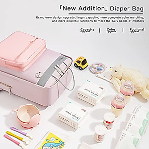 HaloVa Diaper Bag, Baby Daddy Mommy Travel Backpack with Wet Cloth, Tissues, Bottle Pockets, with Stroller Straps