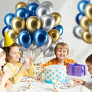 Metallic Gold Silver Balloon and Metallic Blue Balloon for Baby Shower Birthday Graduation Wedding Party Decorations