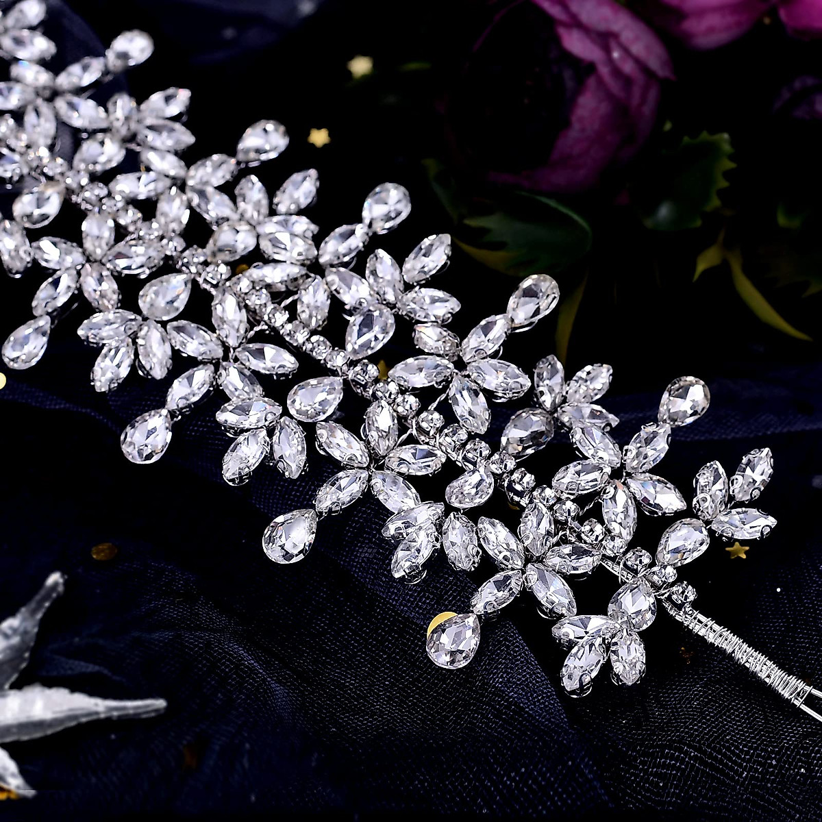 Rhinestone Wedding Headband,Bridal Headpiece for Wedding,Bridal Tiaras Pageant Hair Jewelry Party Headpieces for Women Girls