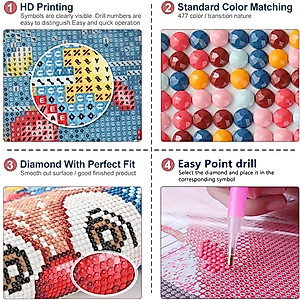 Chuangyi 5D DIY Diamond Art Painting by Number Kits, Horror Movie Round Full Drill Crystal Rhinestone Embroidery Diamond Arts for Home Wall Decor 16X20 inch