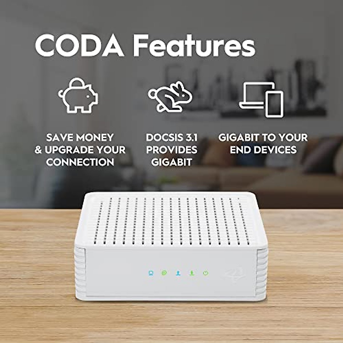 Hitron CODA DOCSIS 3.1 Modem | Pairs with Any WiFi Router or Mesh WiFi | Certified with Comcast Xfinity, Charter Spectrum, Cox | 10x Faster Than DOCSIS 3.0 | Cable Modem with 2X 1 Gbps Ethernet Ports