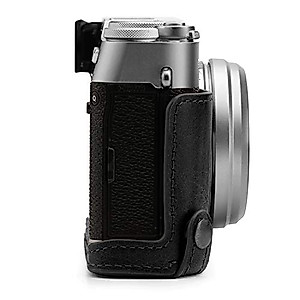 MegaGear MG1894 Ever Ready Genuine Leather Camera Half Case Compatible with Fujifilm X100V - Black