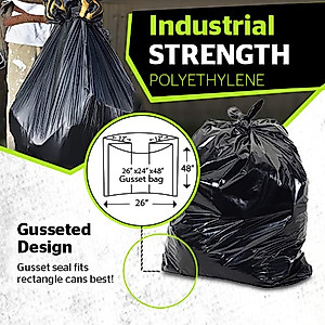 Aluf Plastics 65 Gallon Trash Bags Heavy Duty - (Huge 50 Pack) - 1.5 MIL - 50" x 48" - Large Black Plastic Garbage Can Liners for Contractor, Lawn and Leaf, Outdoor, Storage, Commercial, Industrial