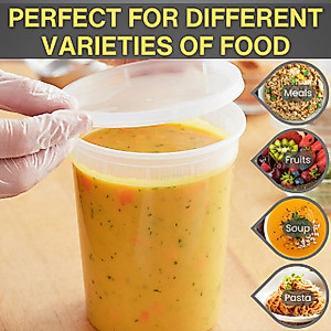 Smygoods 32oz Plastic Deli Containers with Lids - 15 Pack - BPA Free - Leakproof - Stackable - Microwave and Freezer Safe - Clear - Lunch Containers for Food Storage