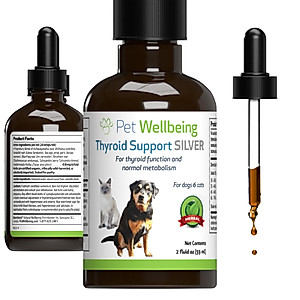 Pet Wellbeing Thyroid Support Silver for Dogs - Supports Balanced Thyroid Function, Healthy Metabolism, Normal Energy, Ashwagandha, Bacopa - Veterinarian-Formulated Herbal Supplement 2 oz (59 ml)
