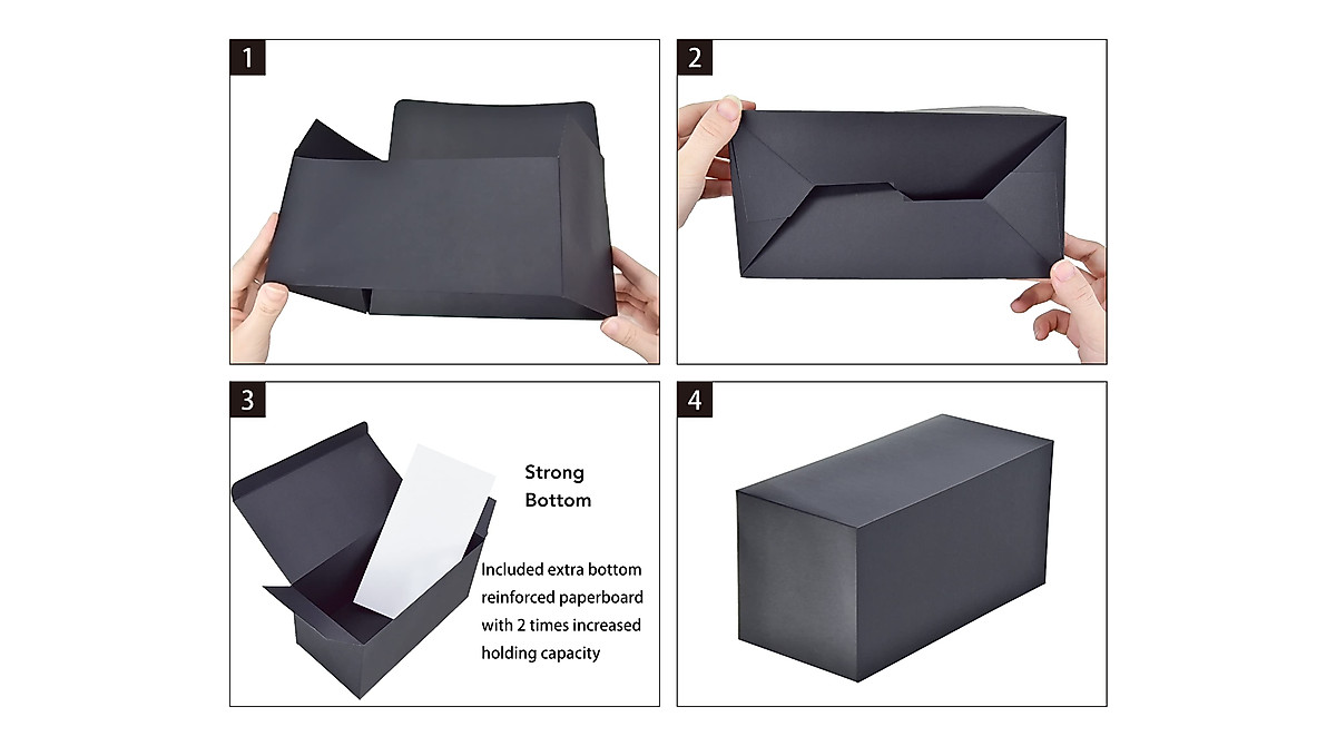 Black Gift Boxes 24-Pack | Sturdy & Eco-Friendly for Weddings & More