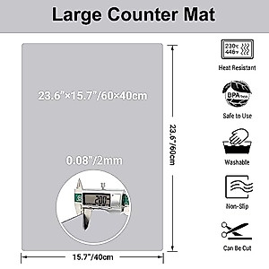 Ewen Extra Large Silicone Mat - 23.6"x15.7" Extra Thick Heat Resistant Mat, Silicone Place Mat Cutting Board Mat Kitchen Counter Mats for Air Fryer, Coffee Maker, Mixer, Crafts, Light Grey