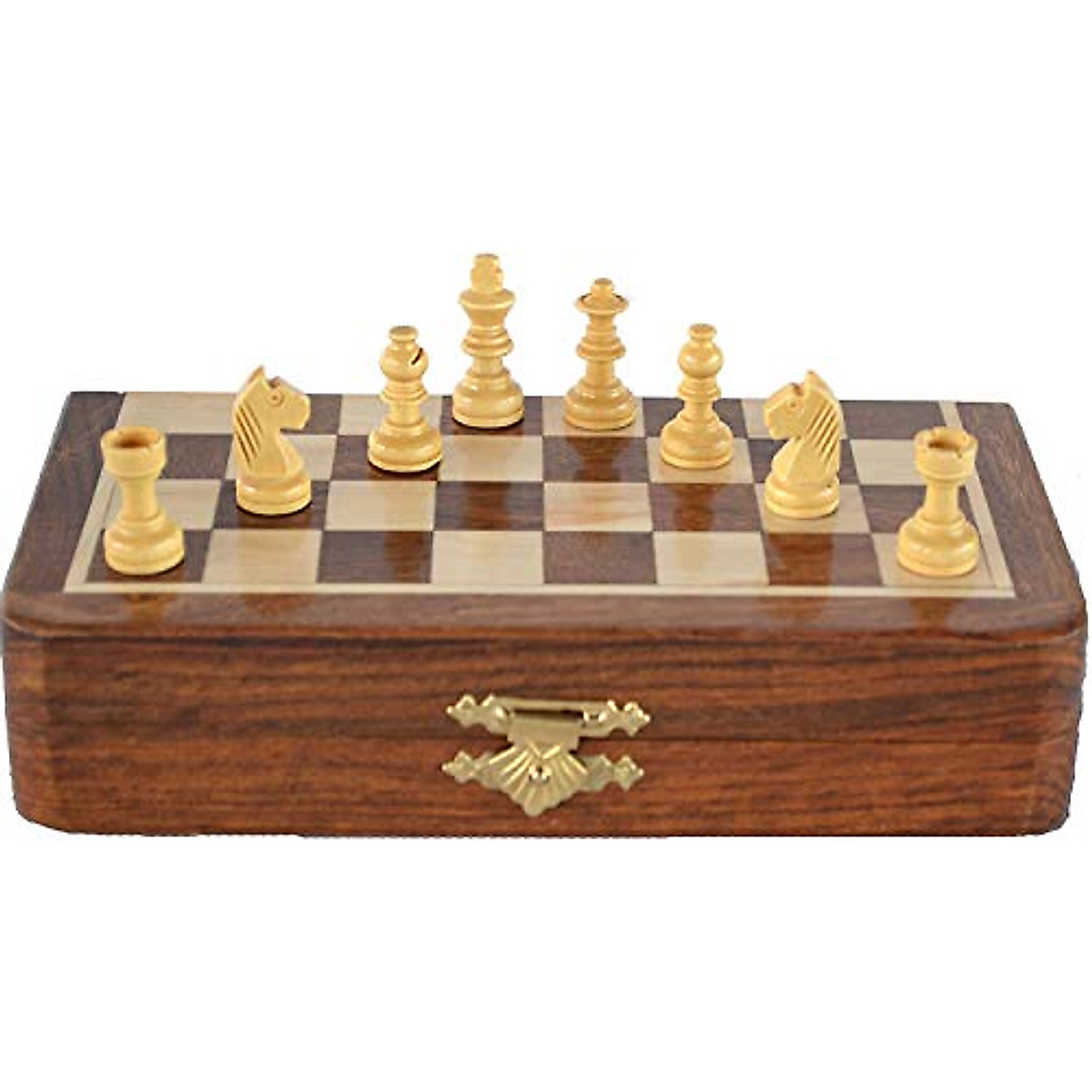 Chess Bazar - Magnetic Travel Pocket Chess Set - Staunton 7 X 7 Inch Folding Game Board Handmade in Fine Rosewood