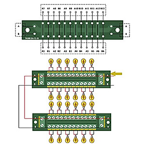 smseace 2x12 Position Power Terminal Block AC/DC 16A Screw Terminal Block Distribution Module for Multiple Module Extension Connections D-021