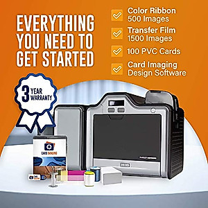 Card Imaging Fargo HDP5000 Dual Side High Definition ID Card Printer & Supplies Bundle Software 89640
