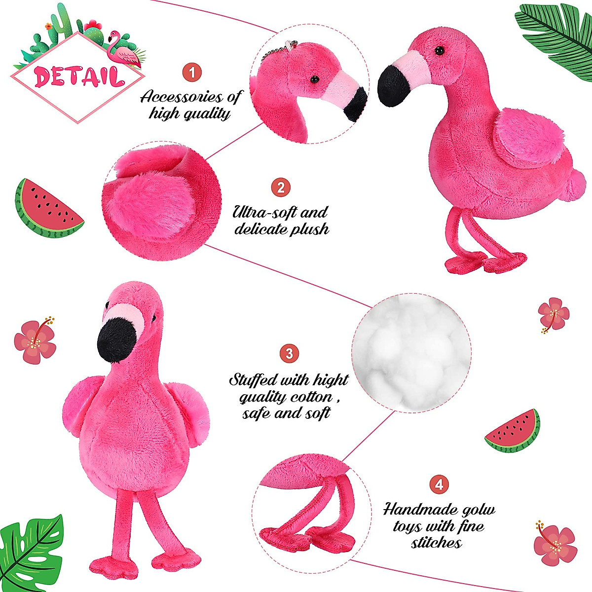 Skylety 6 Pieces Mini Flamingo Stuffed Animal Plush Toys 5 Inch Flamingo Party Favors Valentine Day Gift Pink Flamingo Hanging Ornaments Keychain Decorations for Women Birthday(Pink)