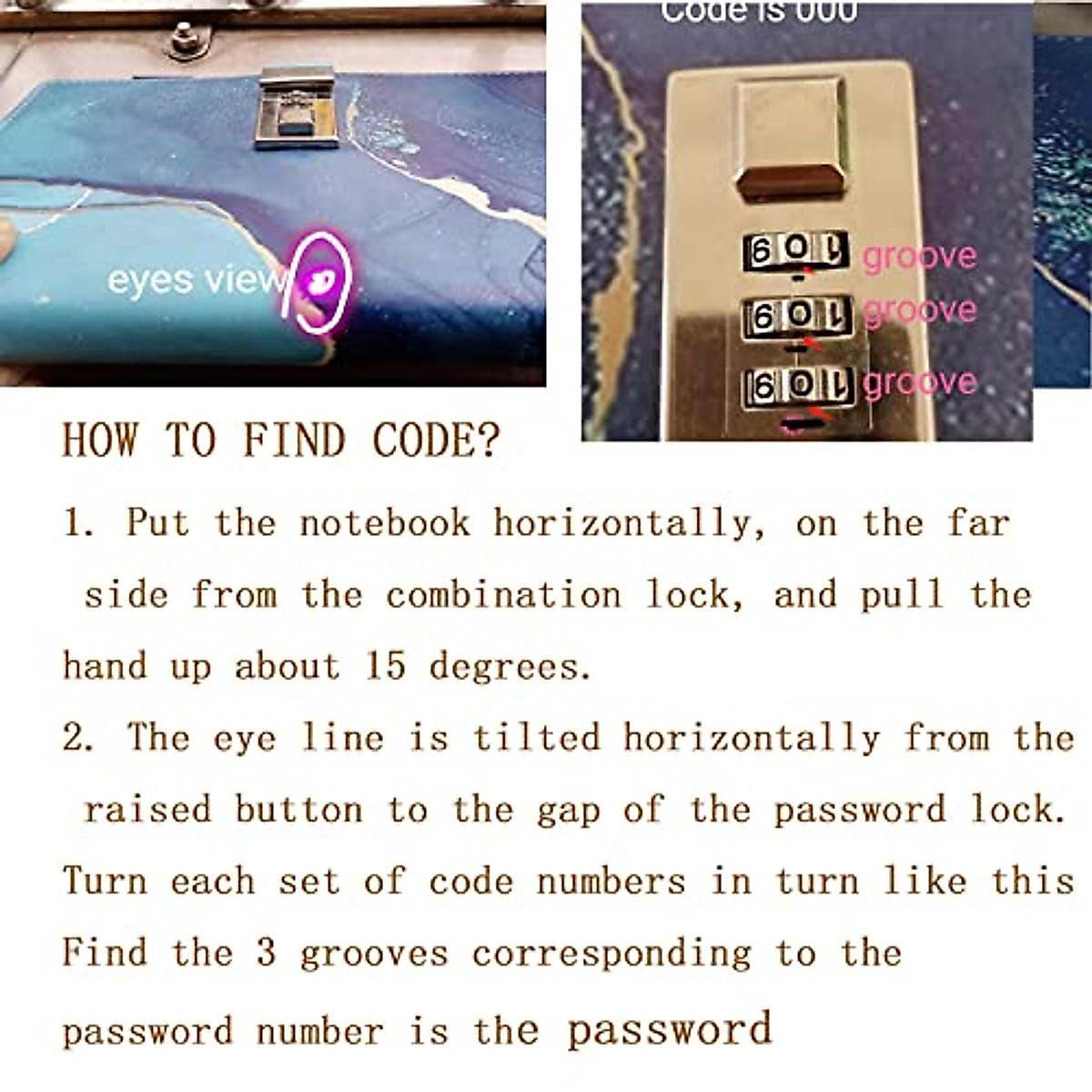 Diary with Lock for Girls and Women 240 Pages Adorezyp Notebook for Girls ages 8-12 - Kids Journals for Writing, Self-Expression & Creativity– Journal with Lock Includes Leather Journal Notebook, Combination Lock (Blue)