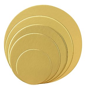 5 Pack Cakeboard Round, 4, 6, 8, 10, 12 Inch Cake Base Cardboards, Round Cake Circles, 1 of Each Size, Set for Baking Cake, Golden