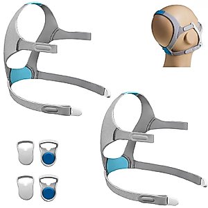 2-Pack Replacement Headgear Strap for N20 Nasal Pillow CPAP Mask, LALASTAR CPAP Headgear Compatible with N20, Adjustable Headband with Clips, Medium Size