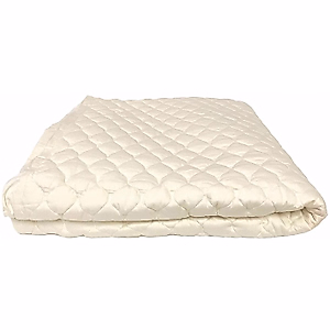 OrganicTextiles Organic Cotton Mattress Pad with 17” Fitted Bed Skirt Deep Pocket (Queen Size), GOTS Certified, Soft Silky Feel, Luxurious Quilted Design, Machine Washable, All Season, Skin Sensitive