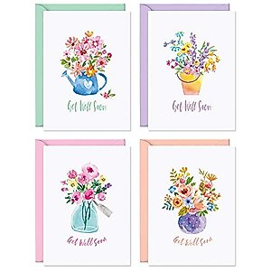 Sweetzer & Orange Bulk Get Well Cards With Envelopes. 24 Get Well Soon Card Assortment. 300gsm Note Cards and Envelopes (120gsm). Thick Greeting Cards and Envelopes, Feel Better Soon Cards.