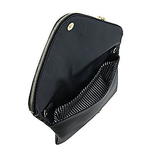 FashionPuzzle Large Envelope Clutch Bag with Chain Strap (Nude)