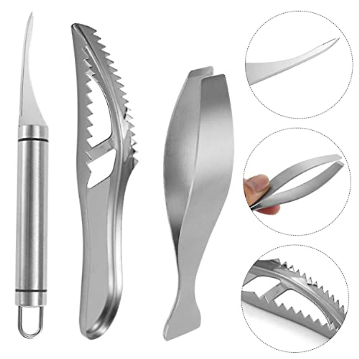 BESTonZON 2 Sets Stainless Steel Fish Scale Planer Cleaning Tools Fish Scaler Brush Fish Descaling Tool Prawn Cleaning Tool Kitchen Utensil Fish Scale Tool Fish Remover Seafood Detergent Set