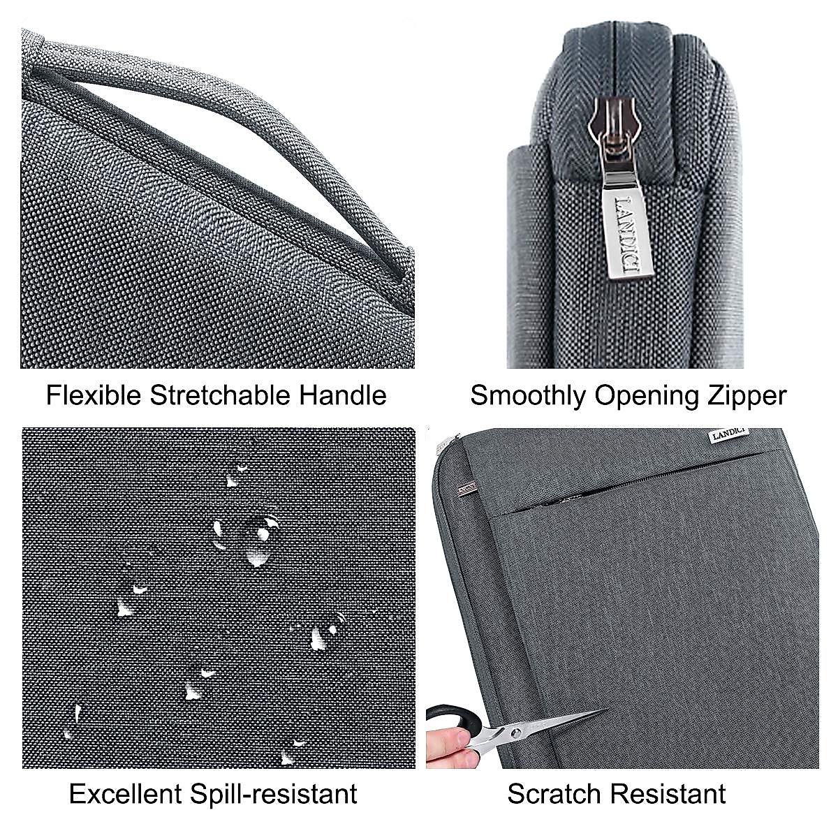 LANDICI 360° Protective Laptop Sleeve 11.6 Inch for Surface Pro 7 8 9/Laptop Go 2 3, MacBook Air 11, Small Computer Bag Carrying Case for 11-12 Inch Chromebook, Slim, Shockproof, Waterproof, Grey