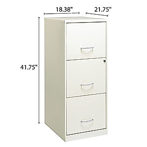 Office Dimensions 3 Drawer Lock SOHO Vertical File Cabinet, 18-Inch, White