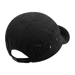 Clakllie Short Brim Baseball Cap Soft Trucker Hat Flat Bill Snapback Hats Dad Cap 5 Panel Short Bill Cap Men Umpire Cap,Black