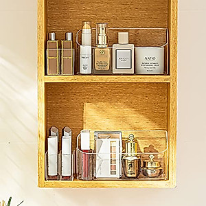 SUNFICON Makeup Tray Holder Organizer Cosmetic Display Case Tabletop Desktop Vanity Countertop Bathroom Wall Cabinet Medicine Storage Box 9 Dividers 2 Removable for Womens Ladies Girls Crystal Clear