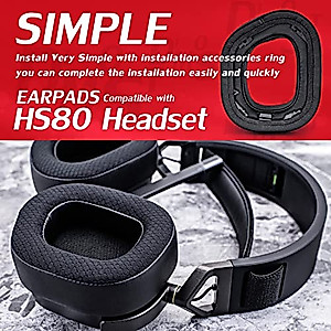 DIMOST HS80 Ear Pads Compatible with HS80 Headset I Thicker Enhanced Memory Foam - More Breathable PU/Mesh