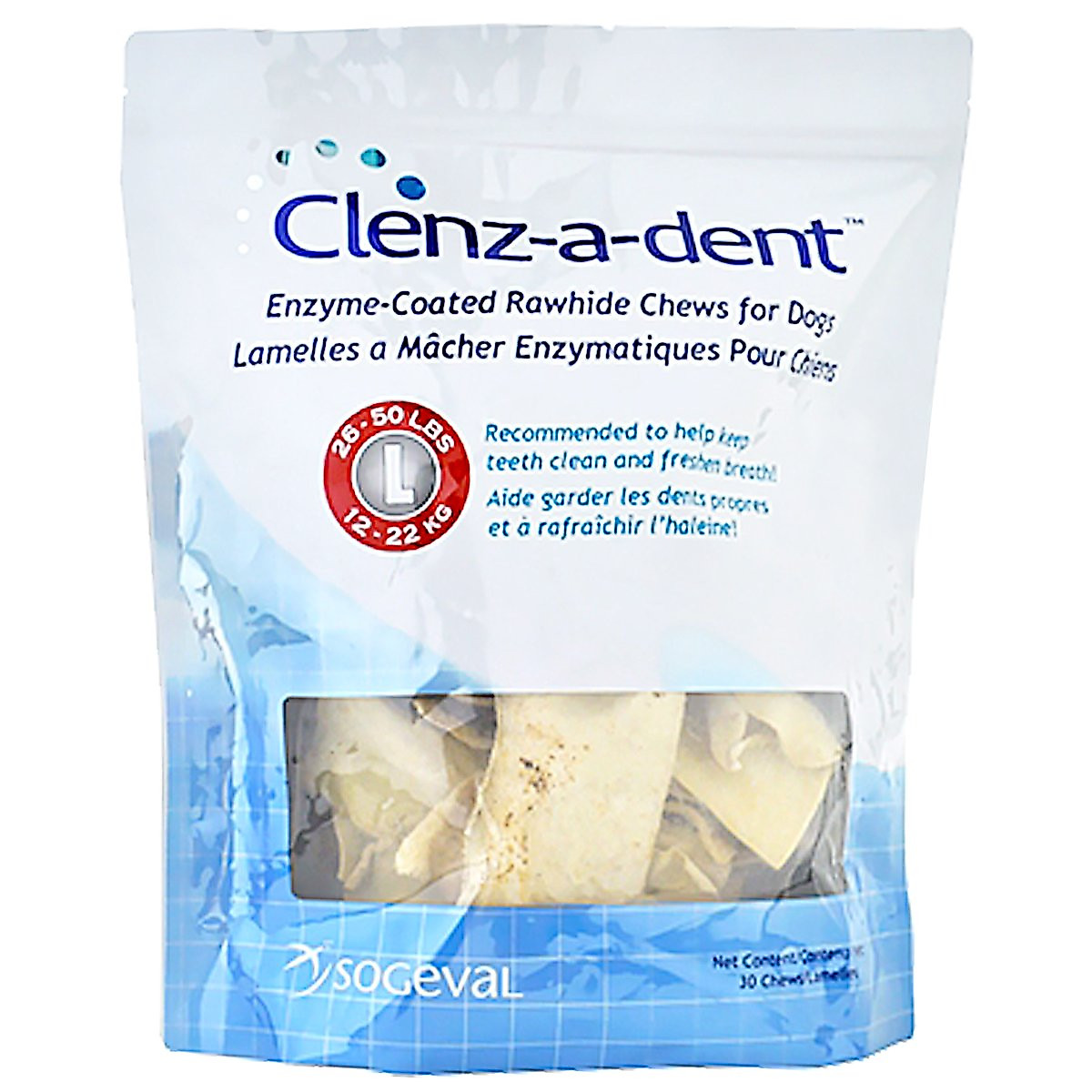 Clenzadent Rawhide Chews for Dogs Large (30 ct)